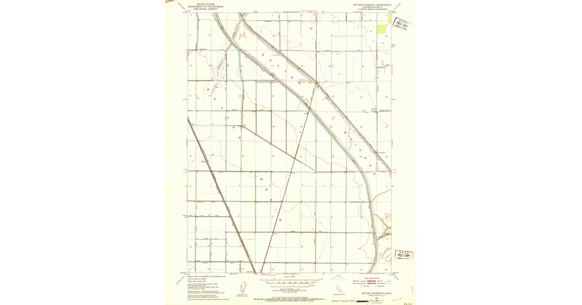 1952 Map of Sutter Causeway, Sutter County, CA — High-Res, 1953 Print ...