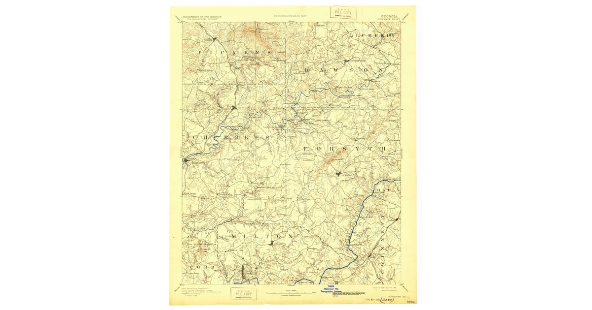 1894 Map of Suwanee, GA — High-Res, 1931 Print | Pastmaps