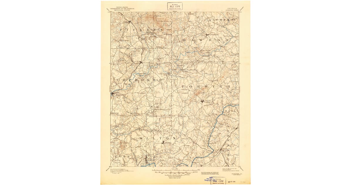 1894 Map of Suwanee, GA — High-Res, 1945 Print | Pastmaps