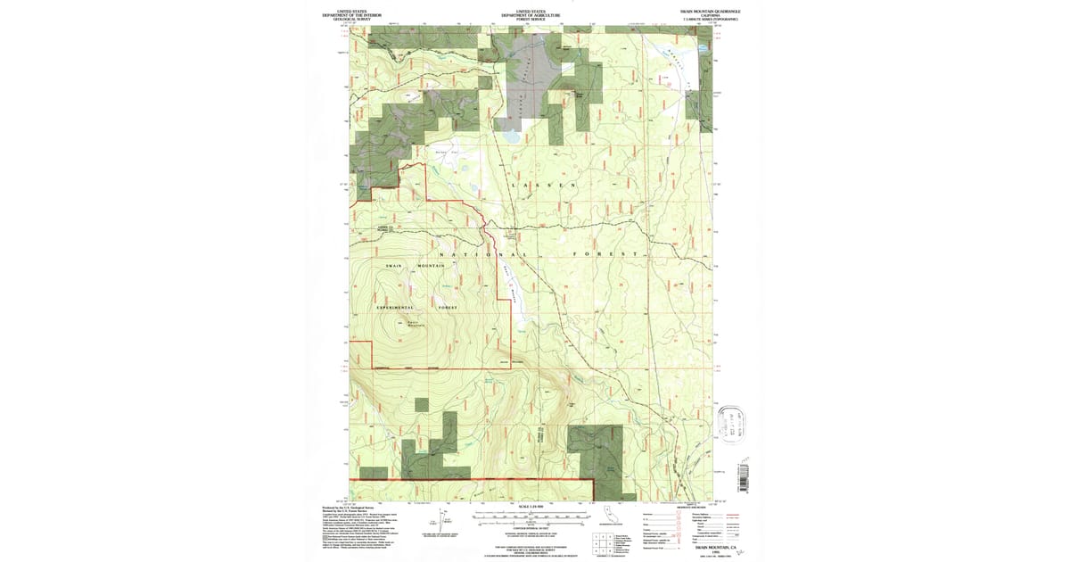 1995 Map of Swain Mountain, Lassen County, CA — High-Res | Pastmaps
