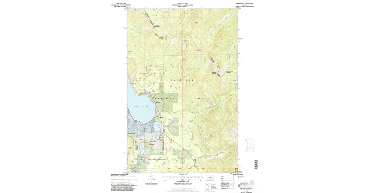 1994 Map of Swan lake, Lake County, MT — High-Res | Pastmaps