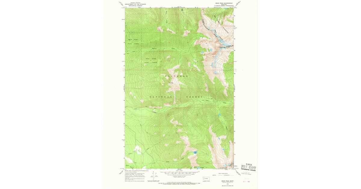 1965 Map of Swan Peak, Lake County, MT — High-Res | Pastmaps