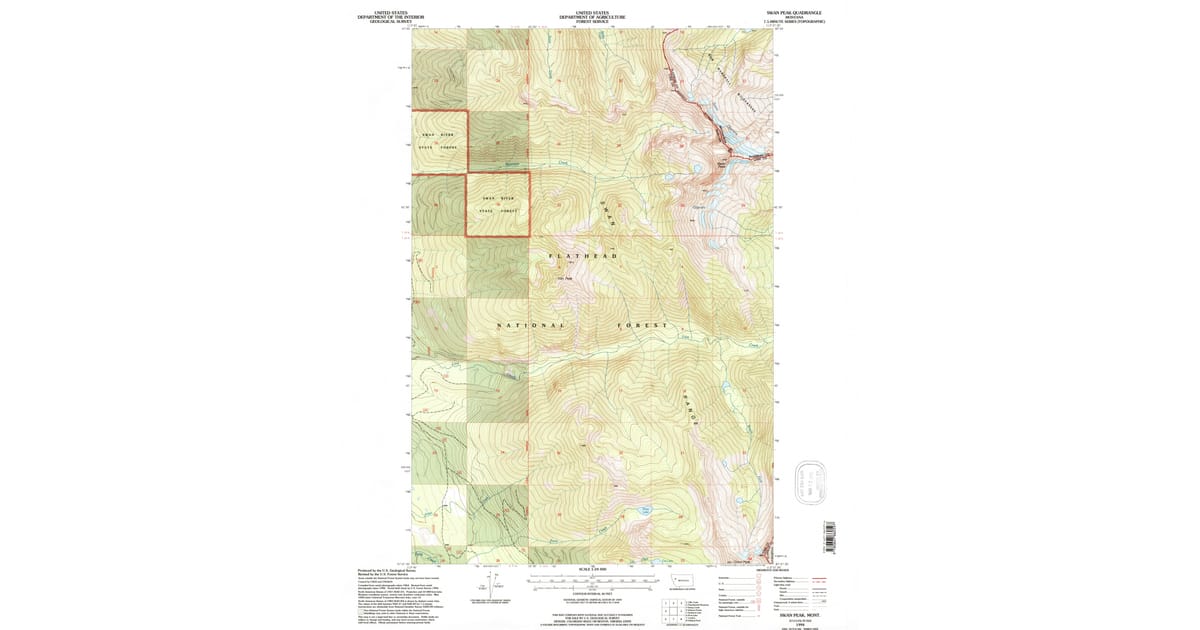 1994 Map of Swan Peak, Lake County, MT — High-Res | Pastmaps