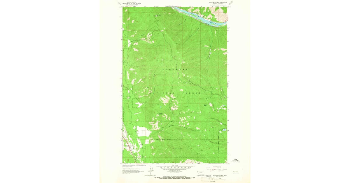 1963 Map of Swede Mountain, Lincoln County, MT — High-Res | Pastmaps