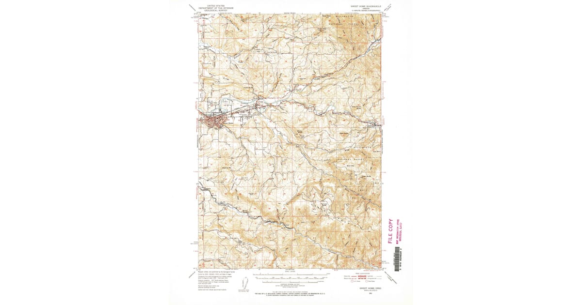 1951 Map of Sweet Home, OR — High-Res, 1952 Print #2 | Pastmaps