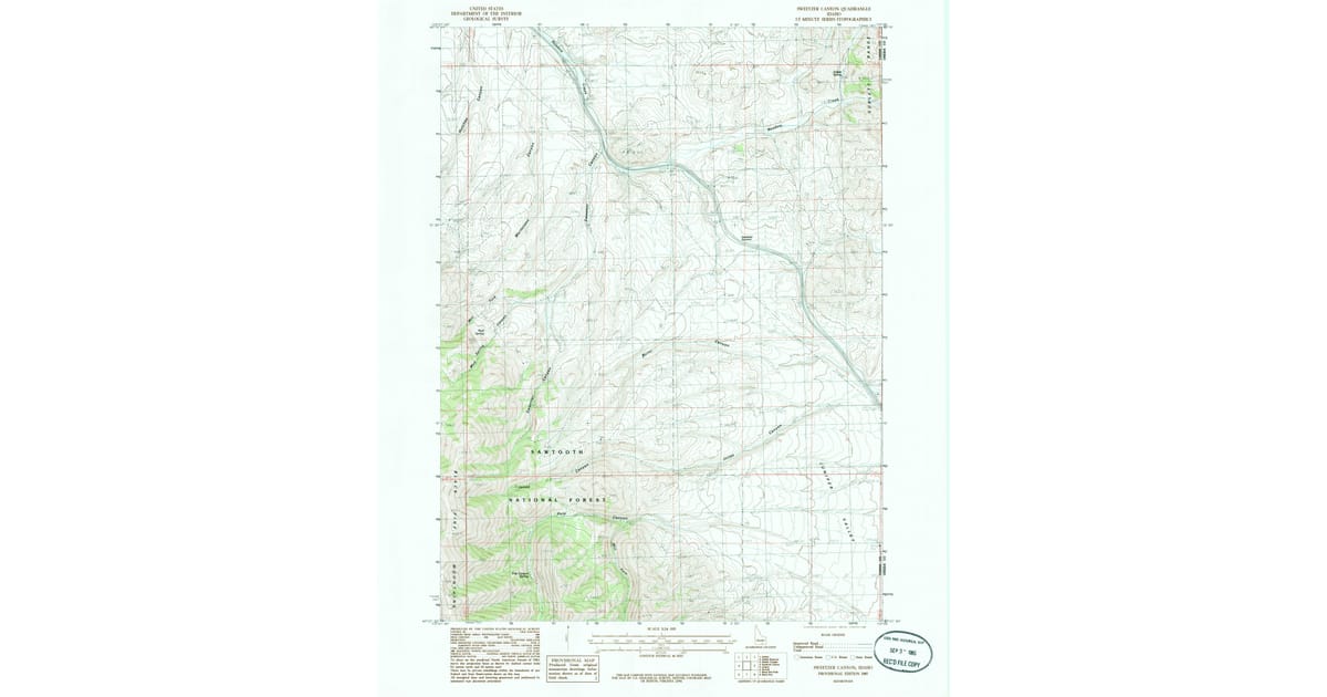 1985 Map of Sweetzer Canyon, Cassia County, ID — High-Res | Pastmaps