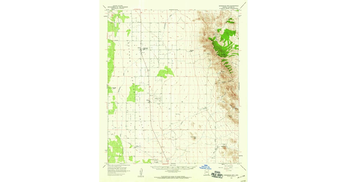1958 Map of Swisshelm Mtn, Cochise County, AZ — High-Res | Pastmaps