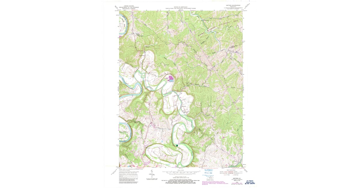 1954 Map of Switzer, Franklin County, KY — High-Res, 1987 Print | Pastmaps