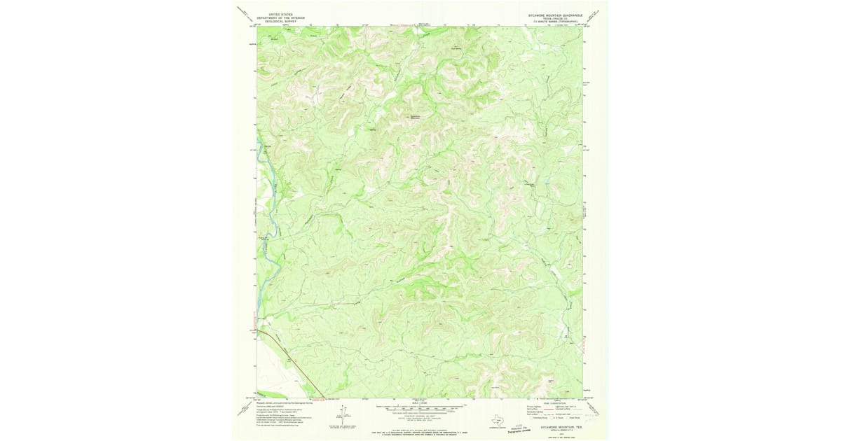 1971 Map of Sycamore Mountain, Uvalde County, TX — High-Res | Pastmaps