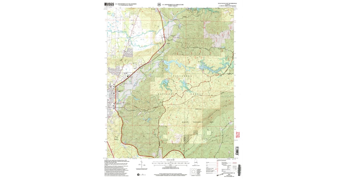 2001 Map of Sylacauga East, Talladega County, AL — High-Res | Pastmaps