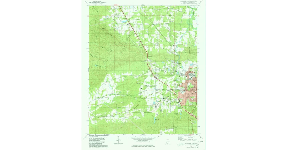 1980 Map of Sylacauga West, Talladega County, AL — High-Res | Pastmaps