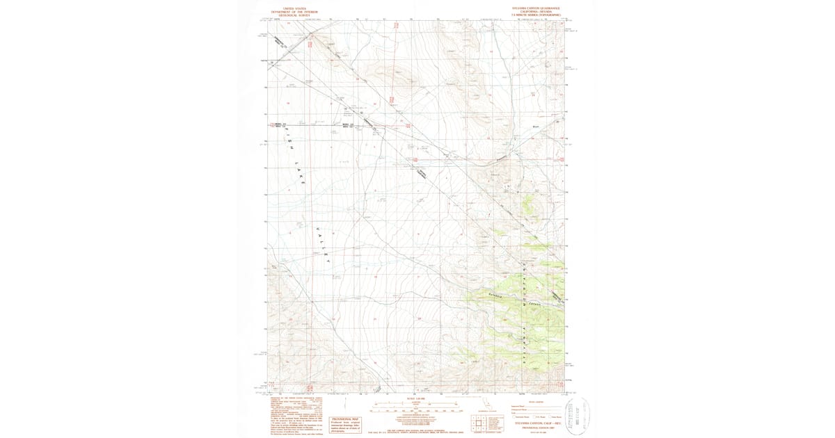 1987 Map of Sylvania Canyon, Inyo County, CA — High-Res | Pastmaps