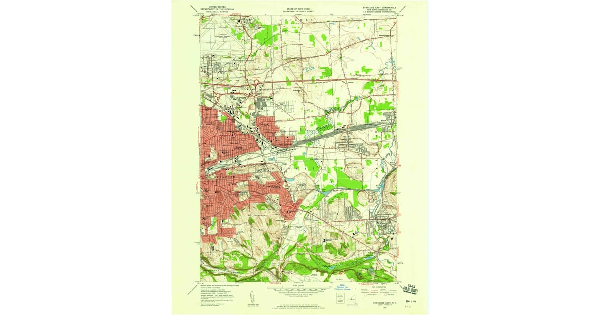 1957 Map of Syracuse East, Onondaga County, NY — High-Res | Pastmaps