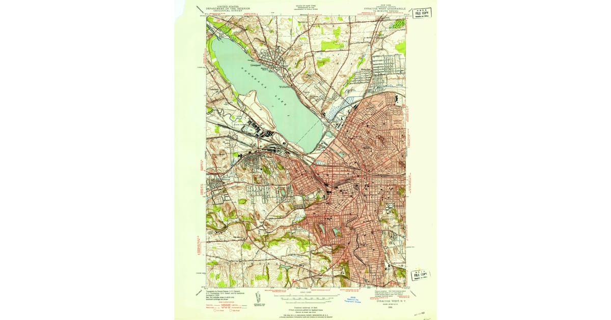 1939 Map of Syracuse West, Onondaga County, NY — High-Res, 1939 Print ...
