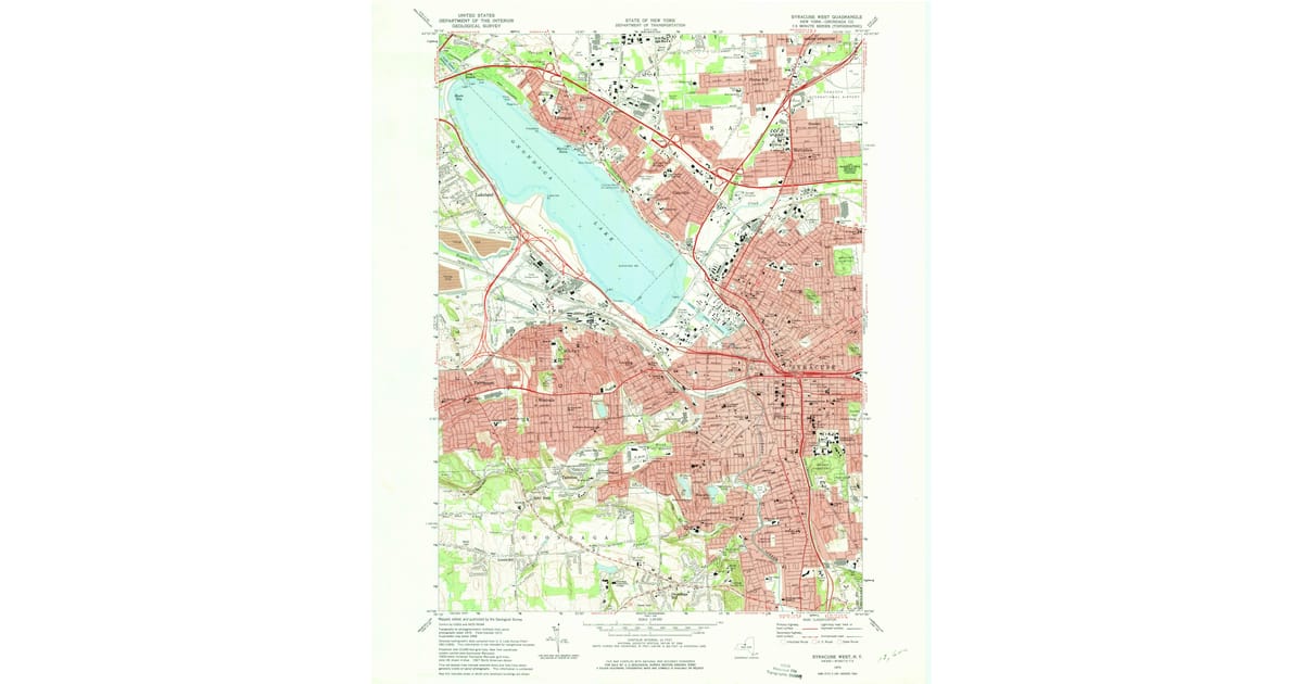 1973 Map of Syracuse West, Onondaga County, NY — High-Res | Pastmaps