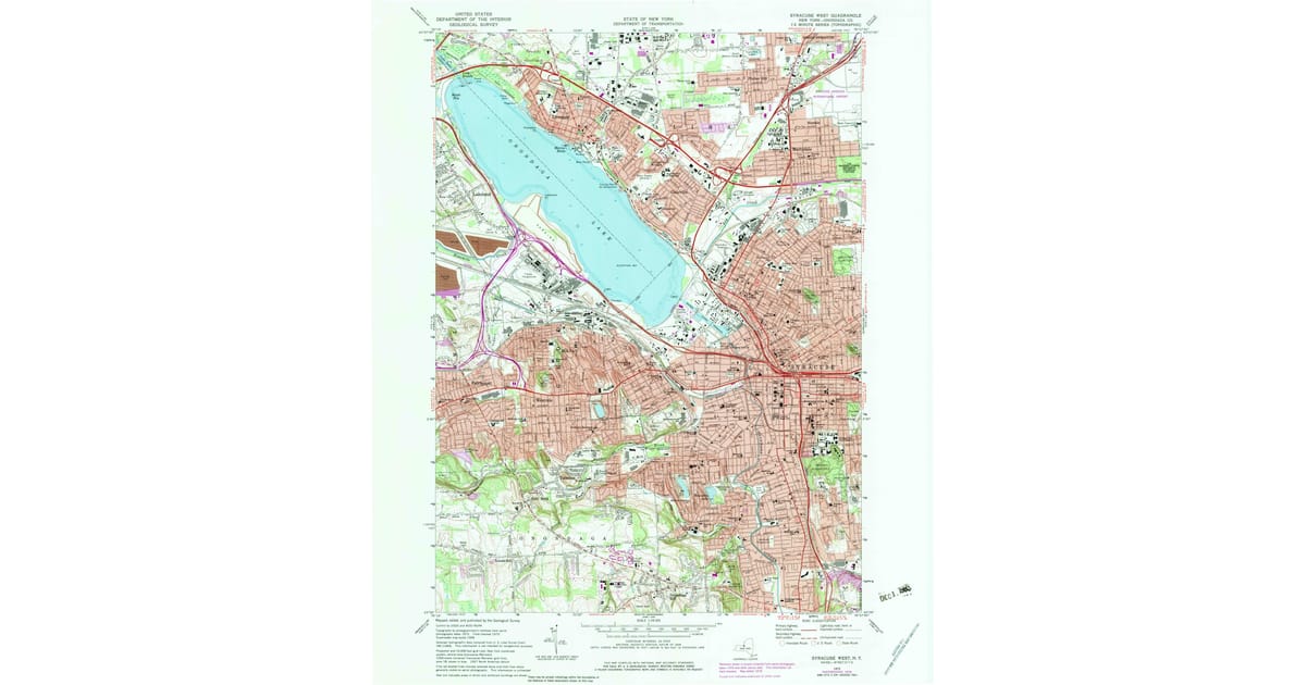 1973 Map of Syracuse West, Onondaga County, NY — High-Res, 1979 Print ...