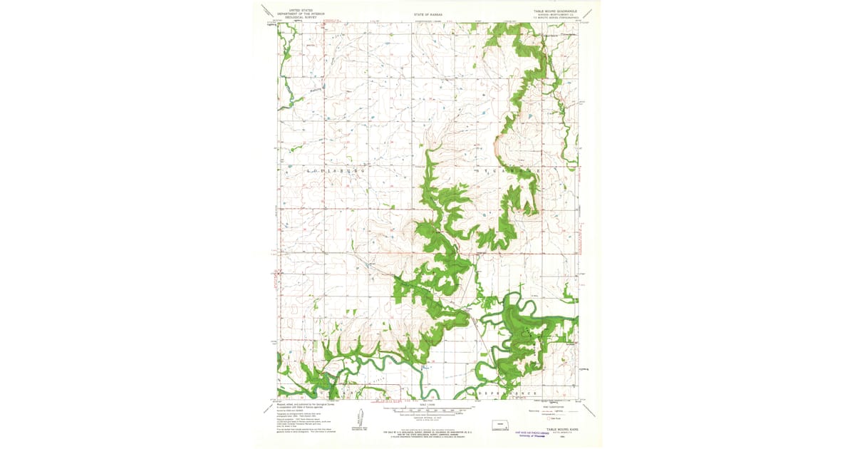 1961 Map of Table Mound, Montgomery County, KS — High-Res | Pastmaps