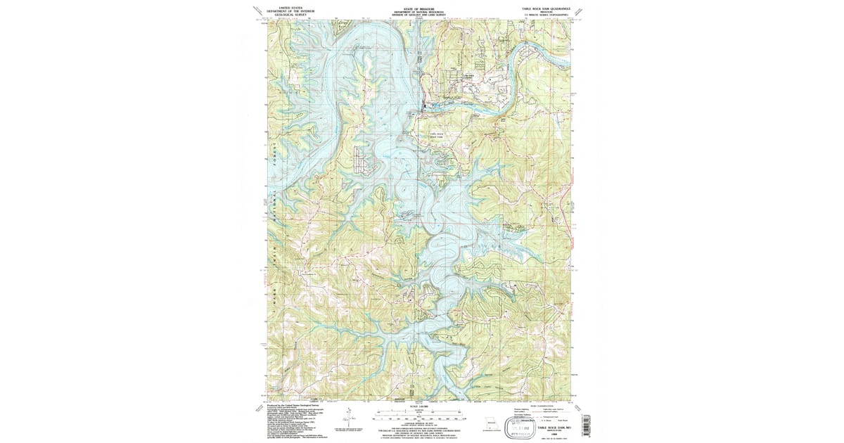 1989 Map of Table Rock Dam, Taney County, MO — High-Res | Pastmaps