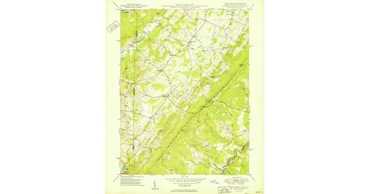 1949 Map of Table Rock, Garrett County, MD — High-Res, 1949 Print #2 ...