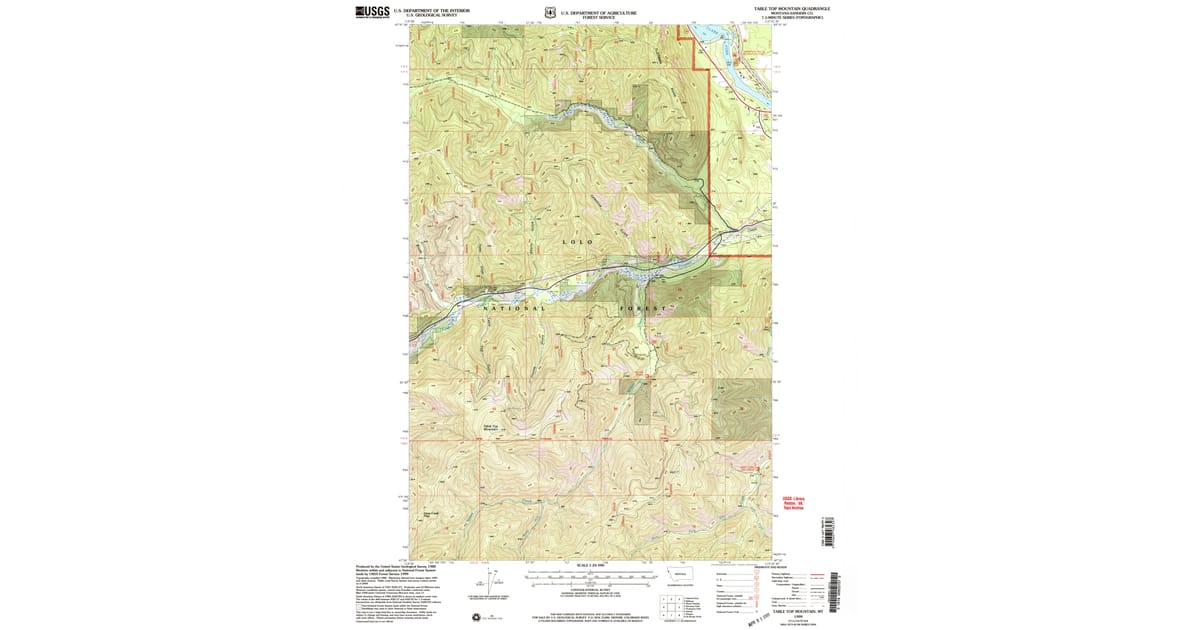 1999 Map of Table Top Mountain, Sanders County, MT — High-Res | Pastmaps