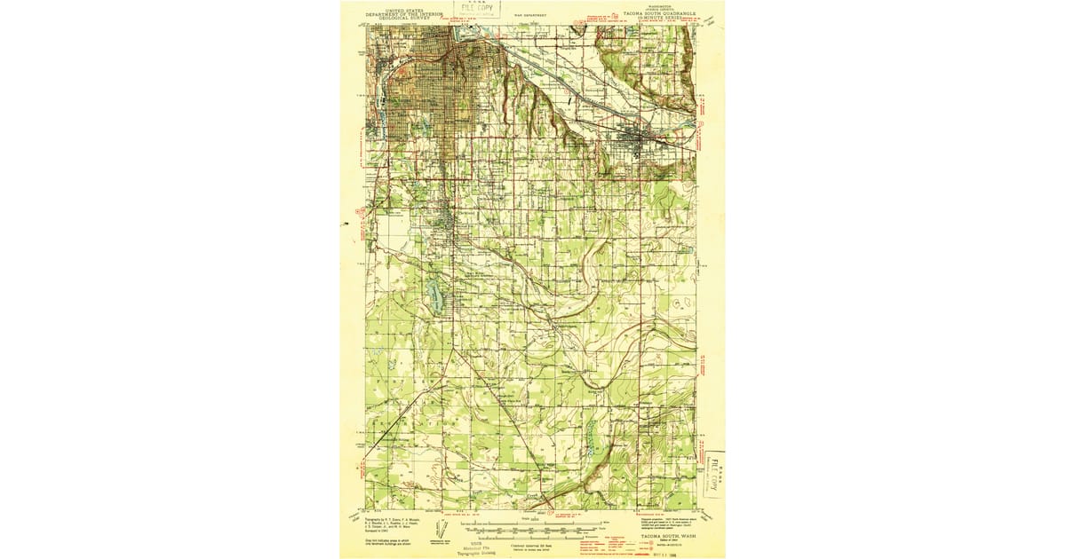 1944 Map of Tacoma South, Pierce County, WA — High-Res | Pastmaps