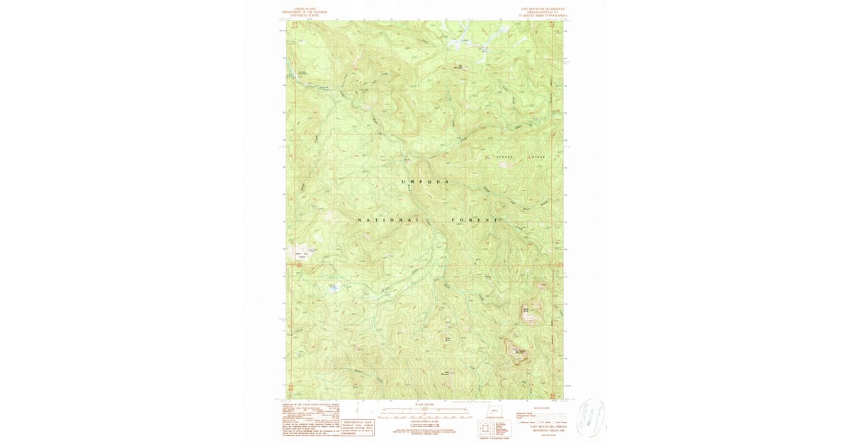 1989 Map of Taft Mountain, Douglas County, OR — High-Res | Pastmaps