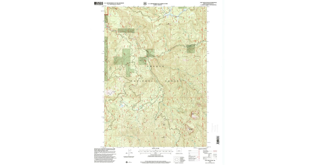 1997 Map of Taft Mountain, Douglas County, OR — High-Res | Pastmaps