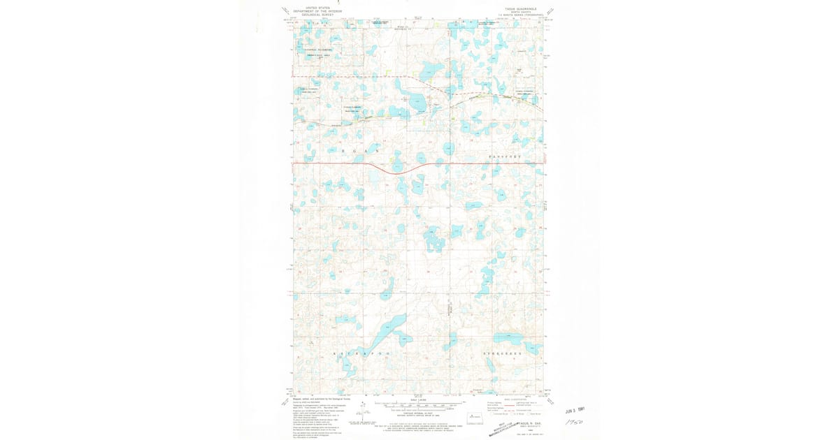 1980 Map of Tagus, Mountrail County, ND — High-Res | Pastmaps
