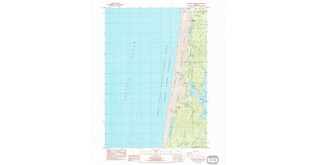 1984 Map of Tahkenitch Creek, Douglas County, OR — High-Res | Pastmaps
