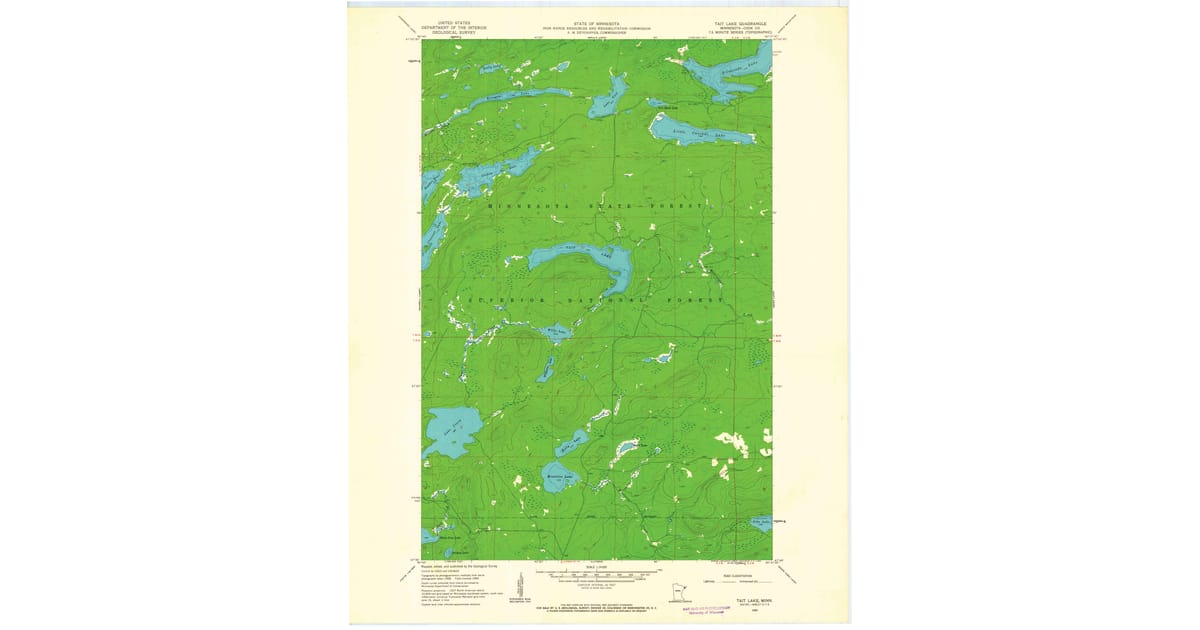 1960 Map of Tait Lake, Cook County, MN — High-Res | Pastmaps