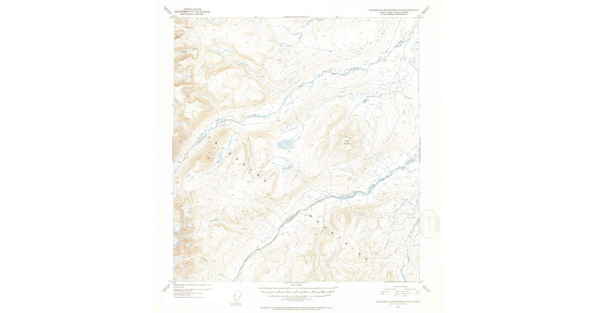 1952 Map of Talkeetna Mountains B-2, Matanuska-Susitna Borough, AK ...