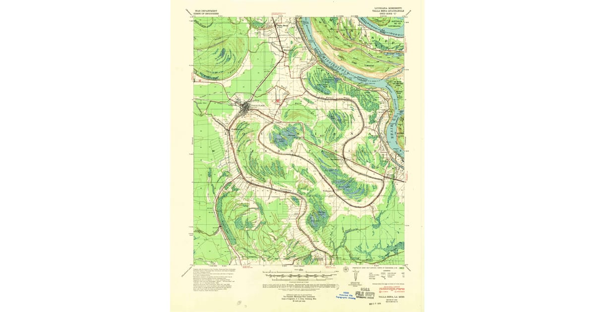 1939 Map of Talla Bena, Madison Parish, LA — High-Res, 1958 Print ...