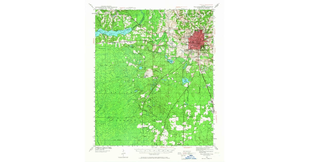 1940 Map of Tallahassee, FL — High-Res, 1966 Print | Pastmaps