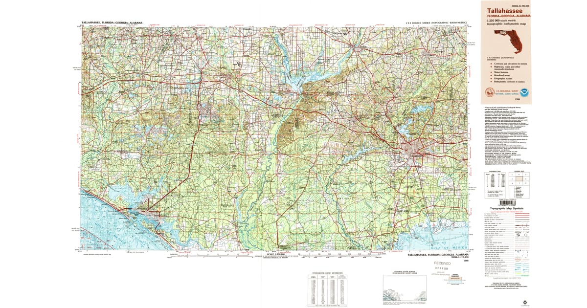 1988 Map of Tallahassee, FL — High-Res, 1988 Print #2 | Pastmaps