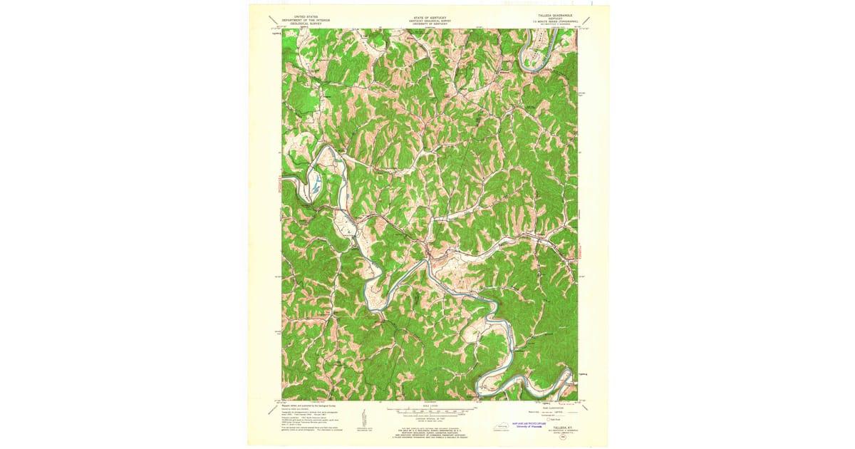 1961 Map of Tallega, Breathitt County, KY — High-Res | Pastmaps