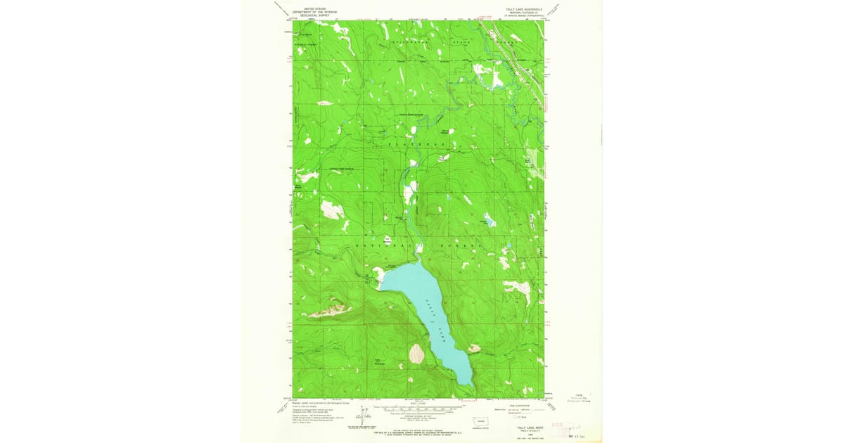 1962 Map of Tally Lake, Flathead County, MT — High-Res | Pastmaps