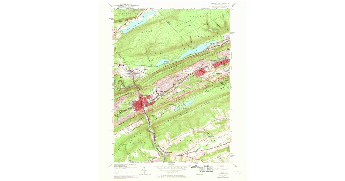 1947 Map of Tamaqua, PA — High-Res, 1969 Print | Pastmaps