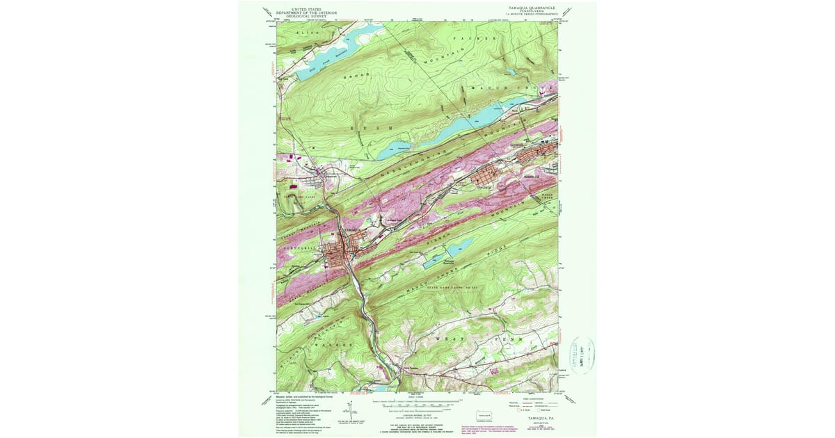 1947 Map of Tamaqua, PA — High-Res, 1990 Print | Pastmaps