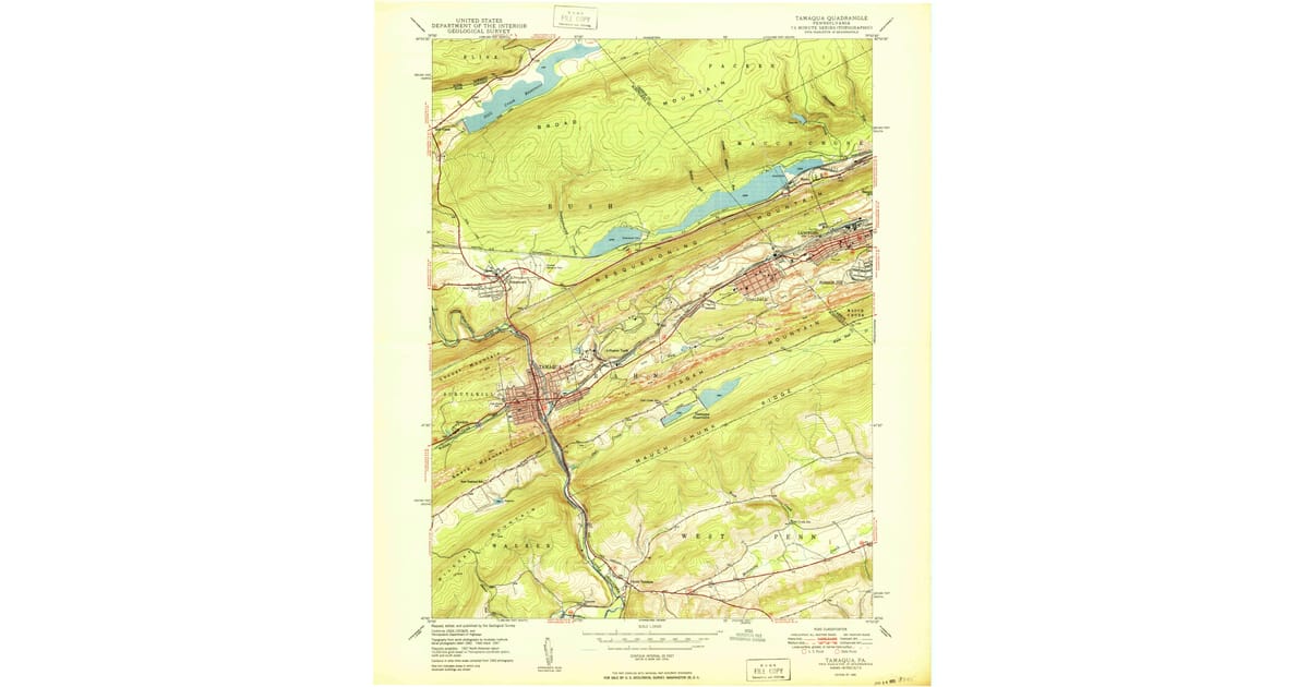 1950 Map of Tamaqua, PA — High-Res, 1950 Print #2 | Pastmaps