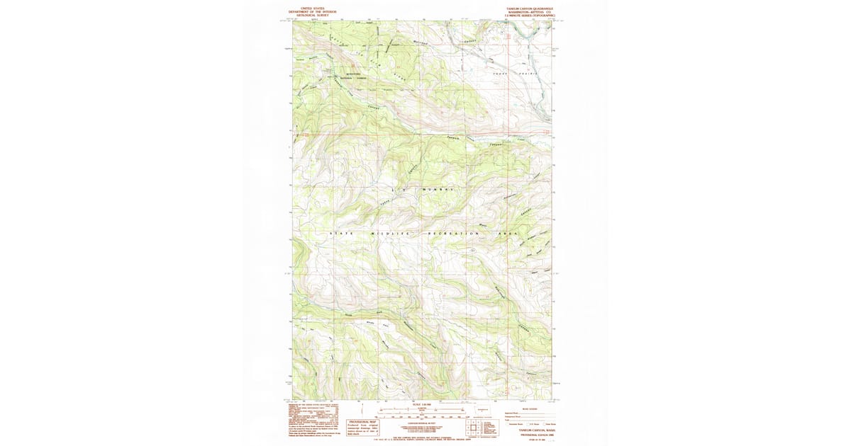 1985 Map of Taneum Canyon, Kittitas County, WA — High-Res | Pastmaps