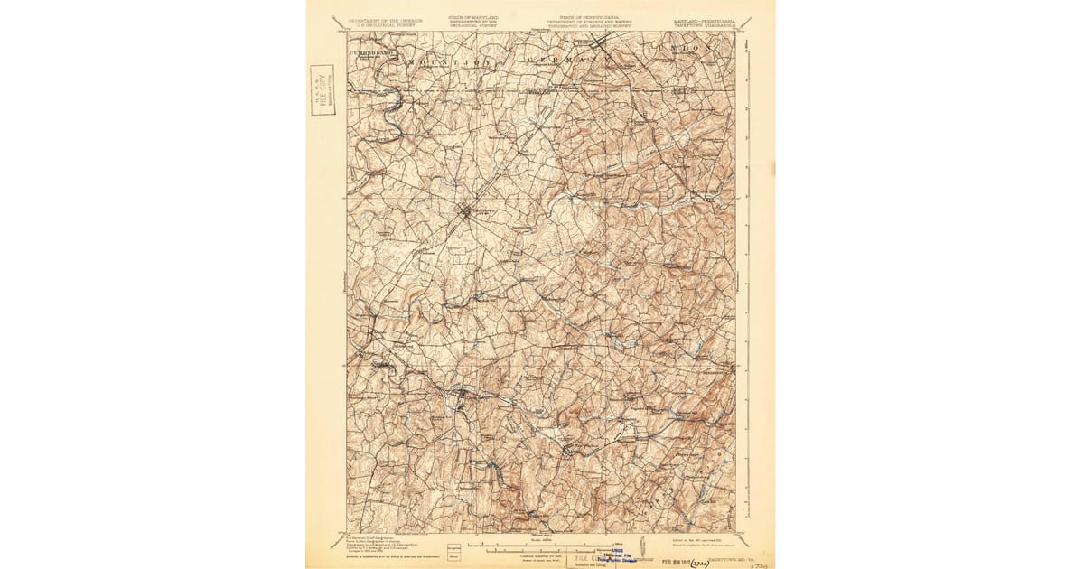 1911 Map of Taneytown, MD — High-Res, 1932 Print | Pastmaps