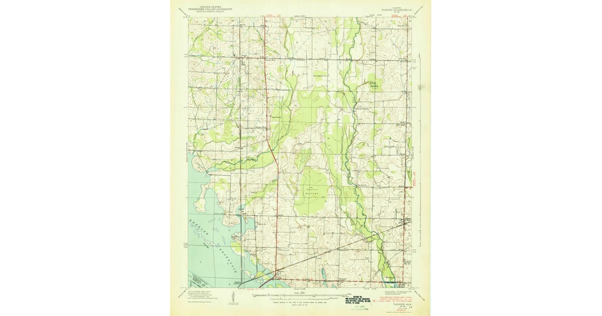 1938 Map of Tanner, Limestone County, AL — High-Res | Pastmaps