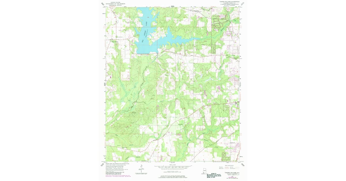 1957 Map of Tanner Williams, Mobile County, AL — High-Res, 1984 Print ...