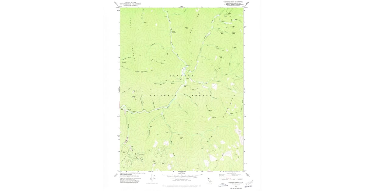 1977 Map of Tanners Peak, Siskiyou County, CA — High-Res | Pastmaps