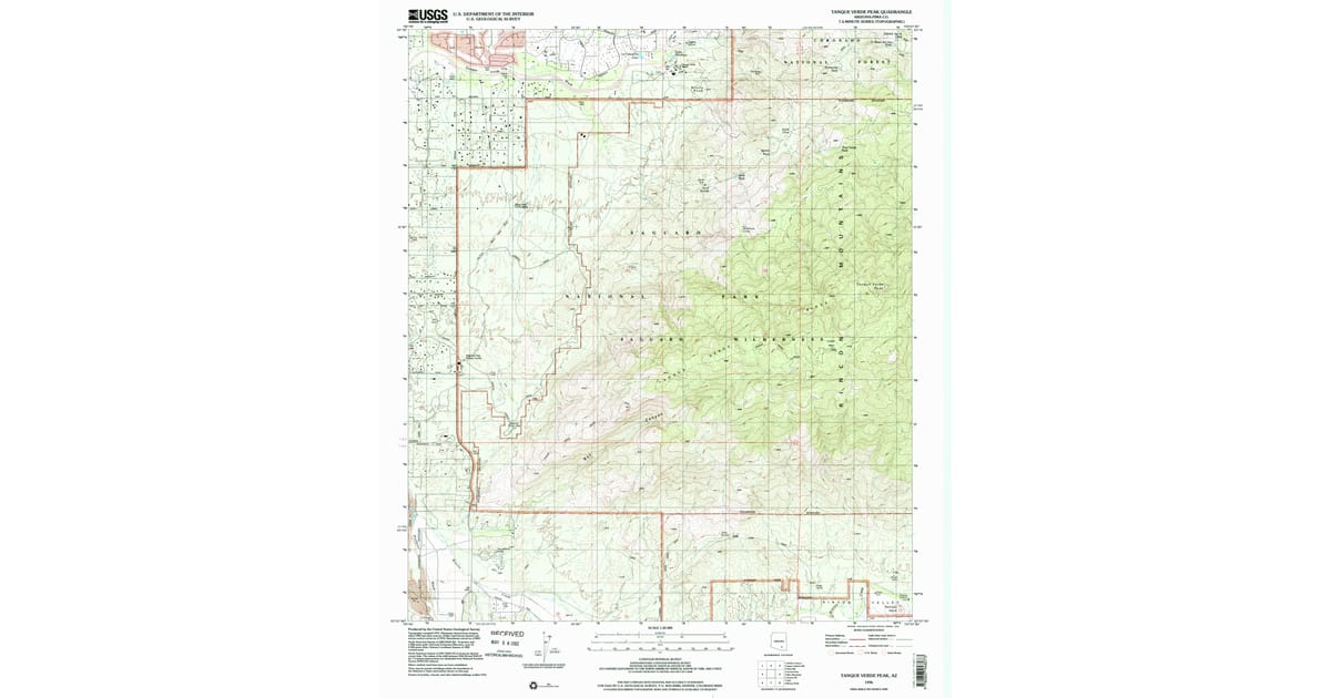 1996 Map of Tanque Verde Peak, Pima County, AZ — High-Res | Pastmaps