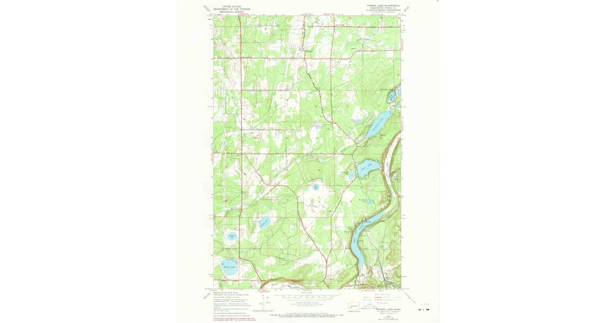 1959 Map of Tanwax Lake, Pierce County, WA — High-Res, 1969 Print ...