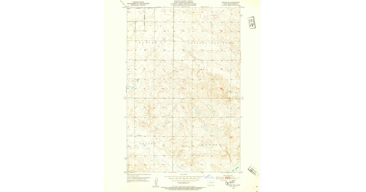1952 Map of Tappen SE, Kidder County, ND — High-Res | Pastmaps