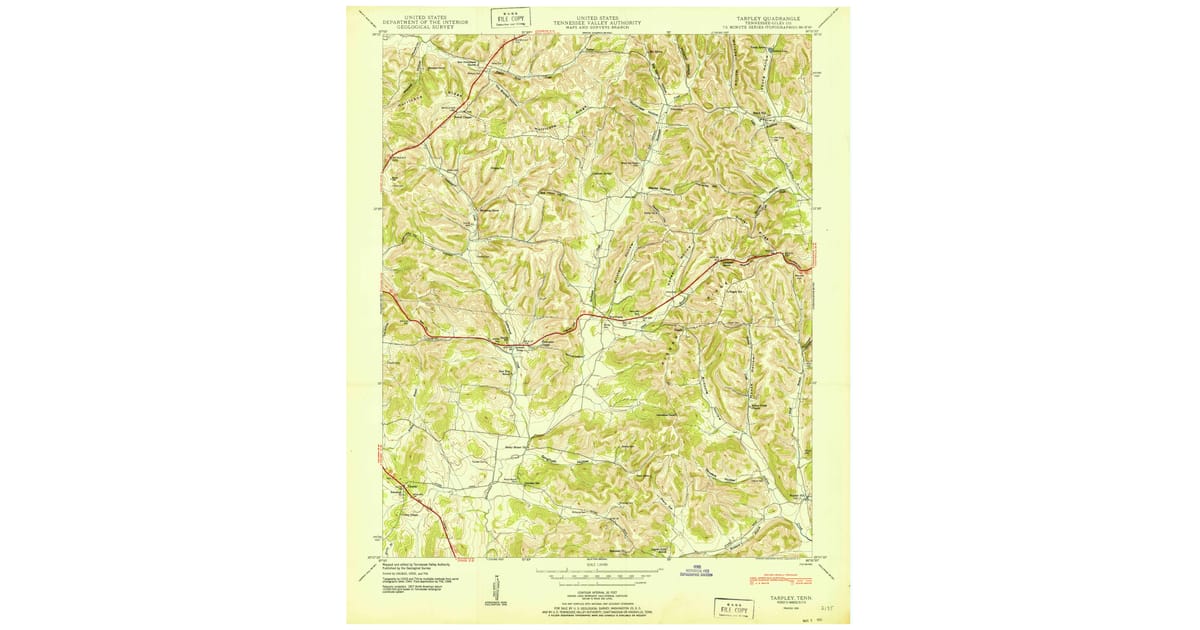 1951 Map of Tarpley, Giles County, TN — High-Res | Pastmaps
