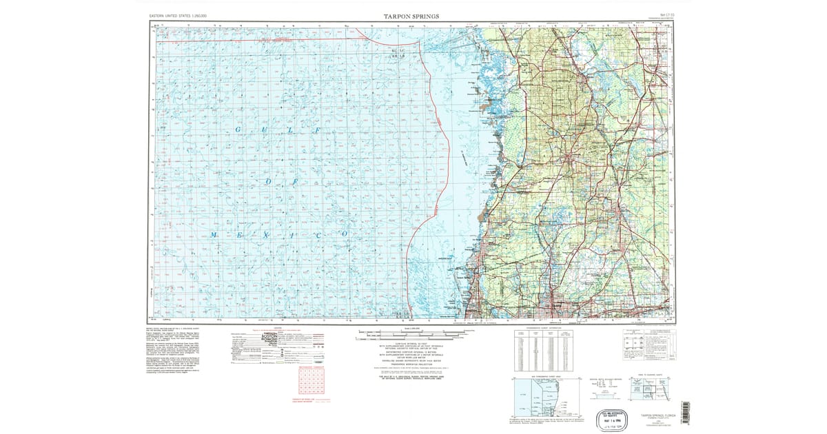 1955 Map of Tarpon Springs, FL — High-Res, 1978 Print #2 | Pastmaps