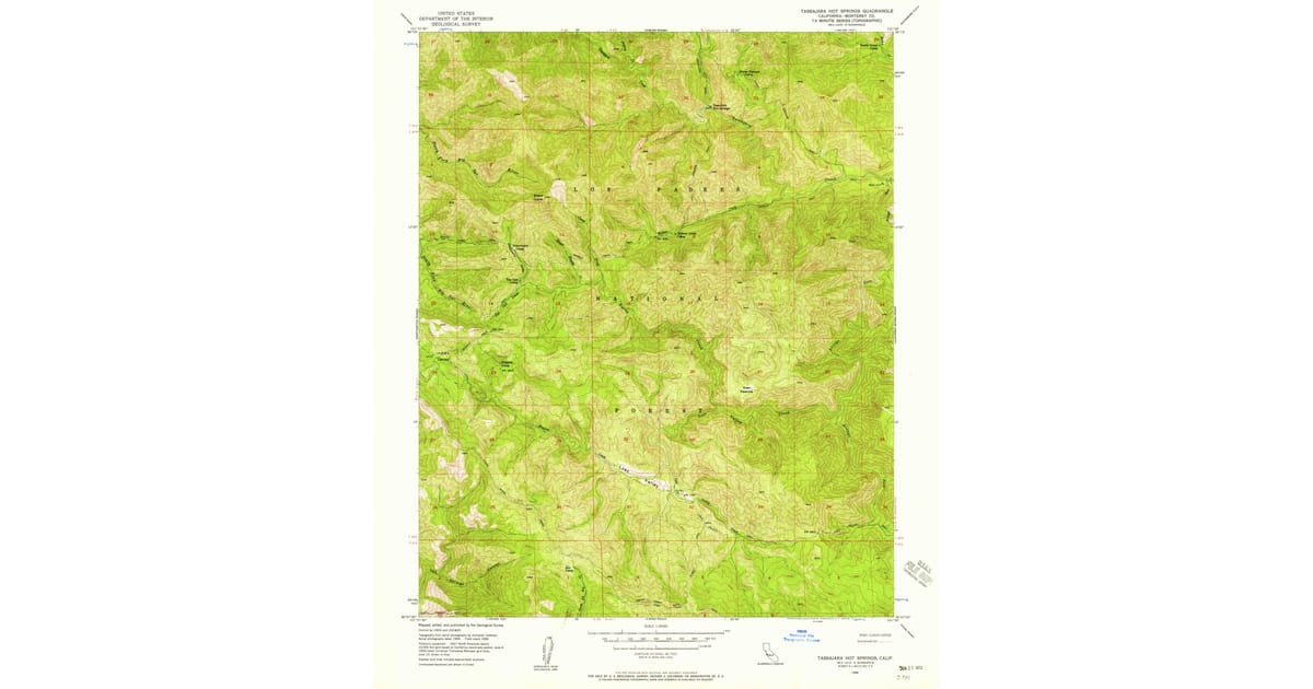 1956 Map of Tassajara Hot Springs, Monterey County, CA — High-Res ...